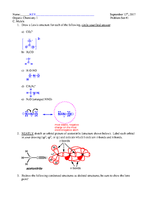 Organic Chemistry 1 C. Malele November 14 2016 Problem Set 9 - Studocu