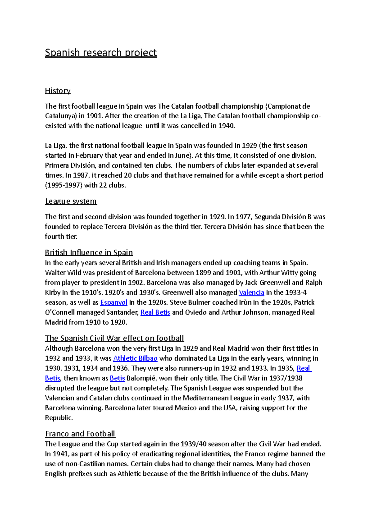 Spanish research project - Spanish research project History The first ...