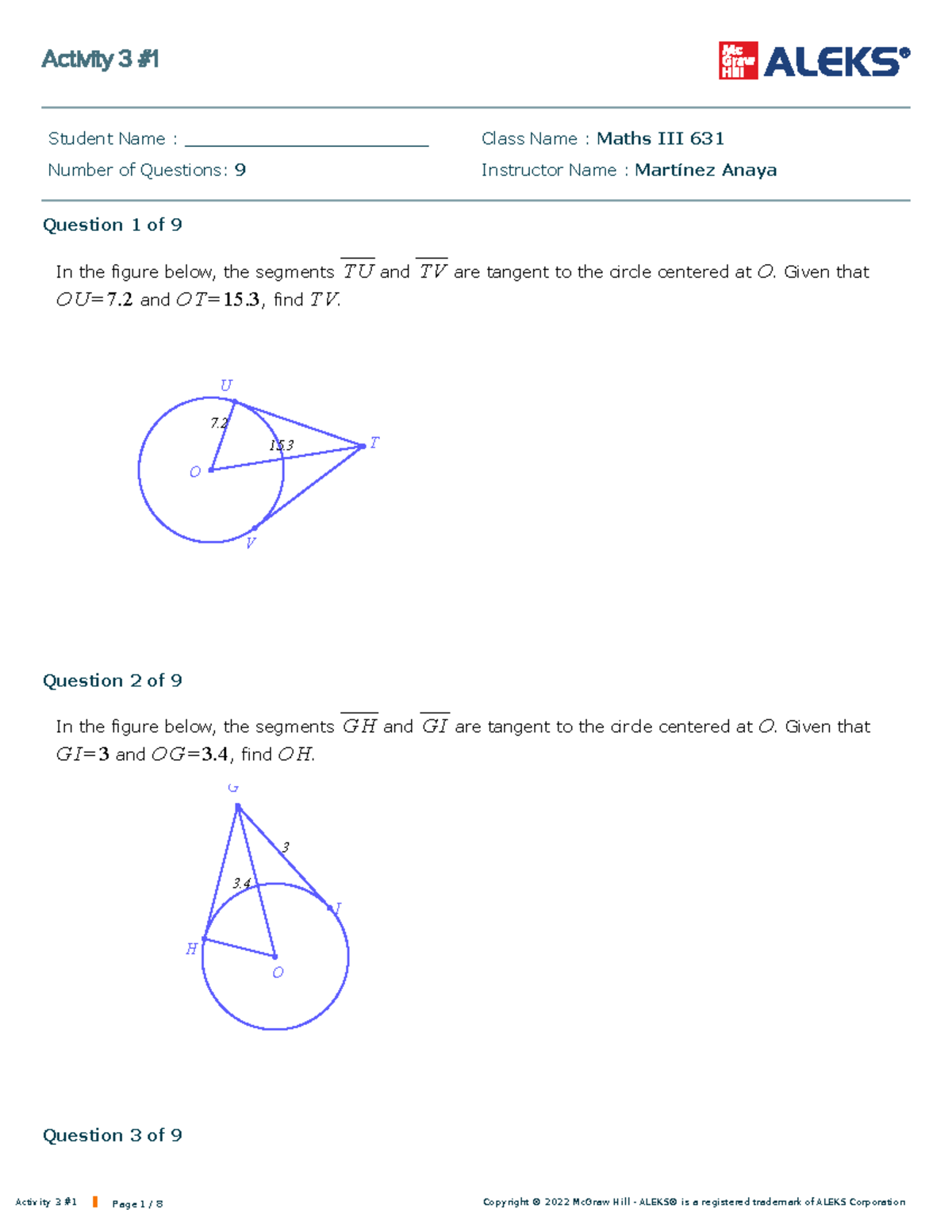 Activity 3 aleks - Activity 3 Student Name ...