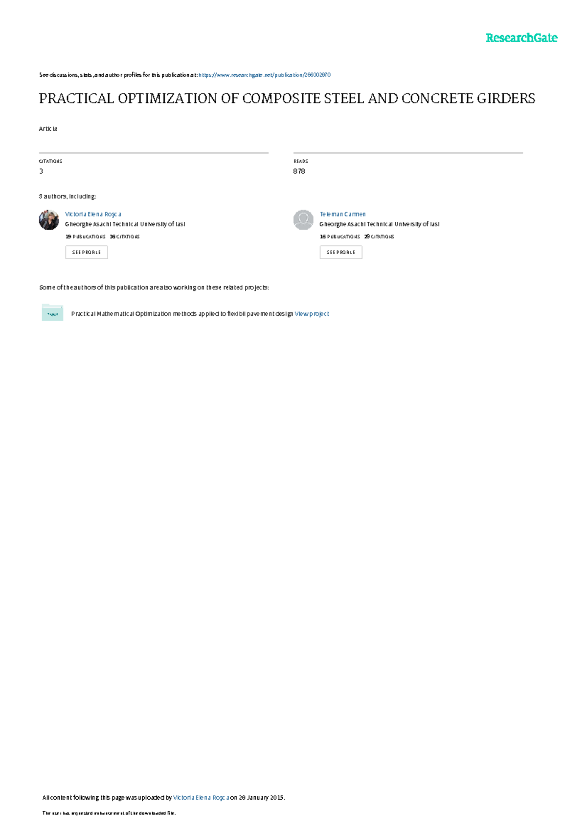 Practical Optimization OF Composite Steel AND CONC - See discussions ...