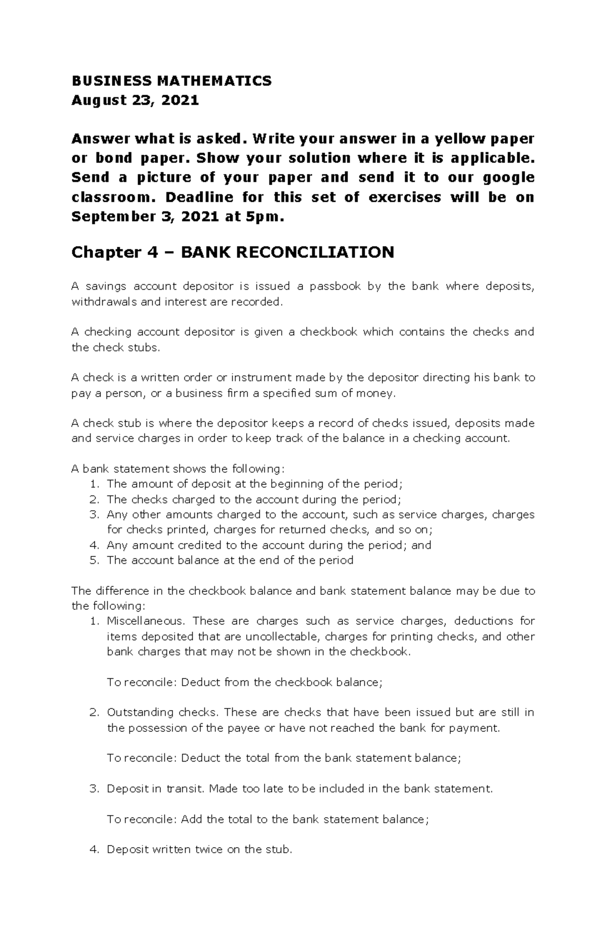 Bmchap 4-6 - Bus.math - BUSINESS MATHEMATICS August 23, 2021 Answer ...