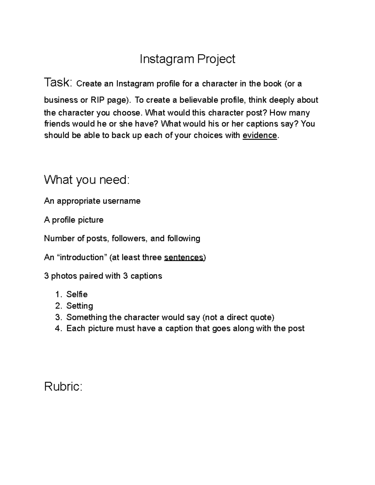 Instagram Project - Students complete the characterization of a ...