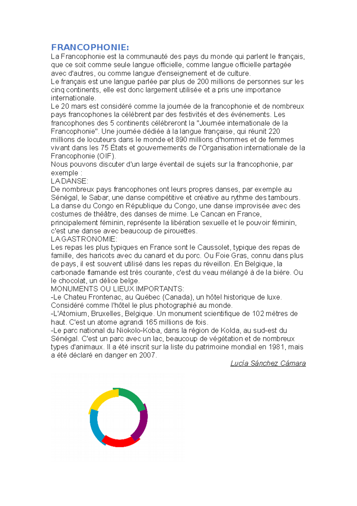 Trabajo sobre la francofonía - FRANCOPHONIE: La Francophonie est la ...