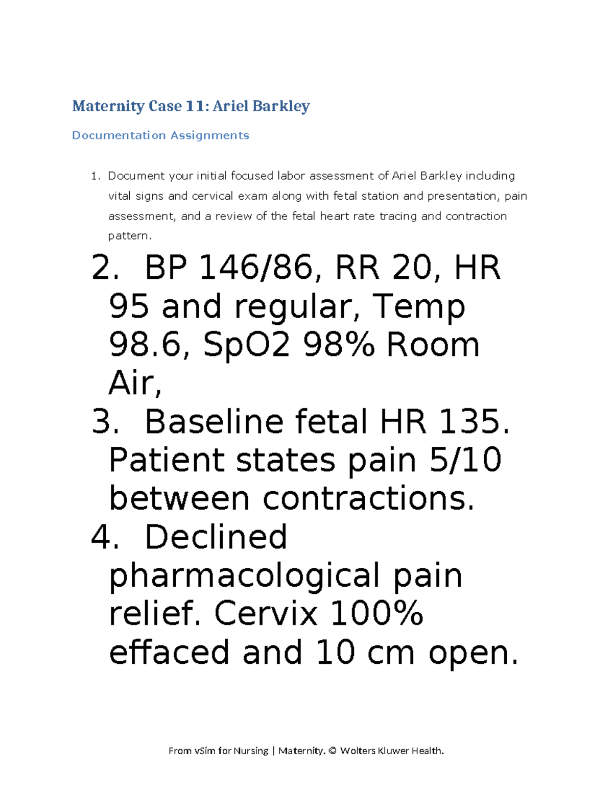 Ariel barkely 1 - ob clincal packet - Maternity Case 11: Ariel Barkley ...