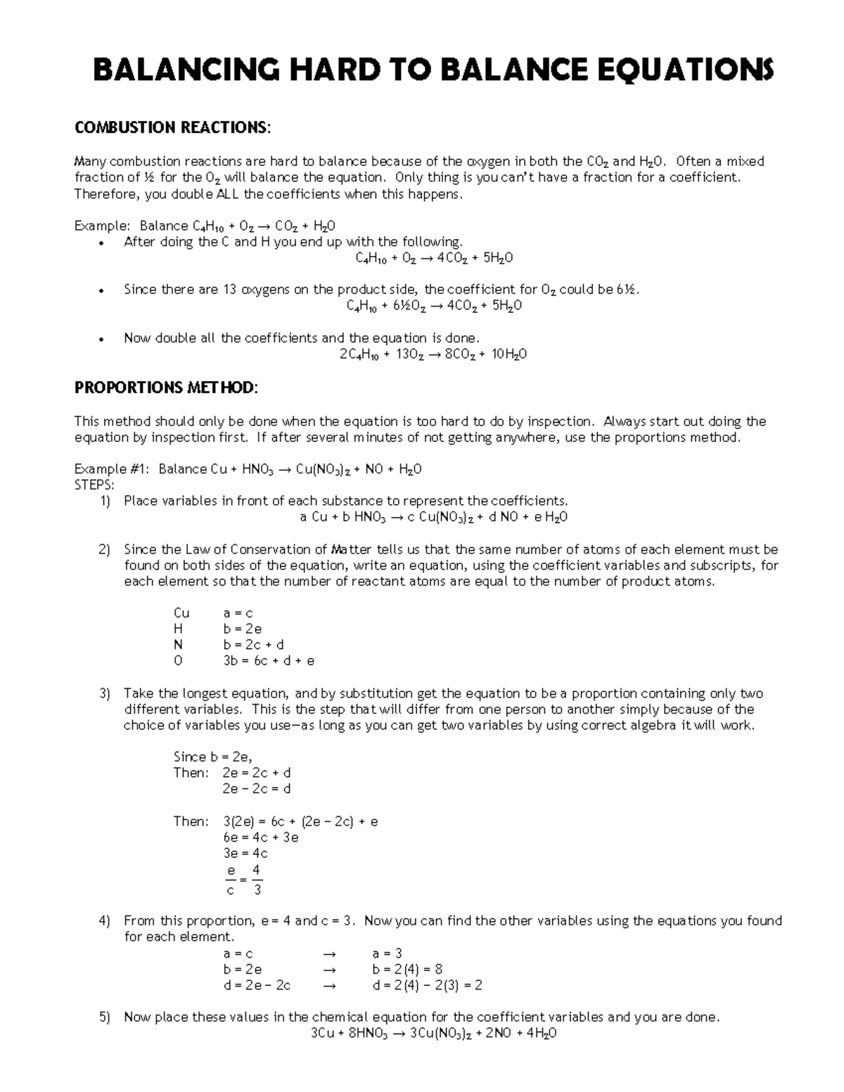 Balancing HARD TO Balance Equations - General Chemistry (Organic) - La ...