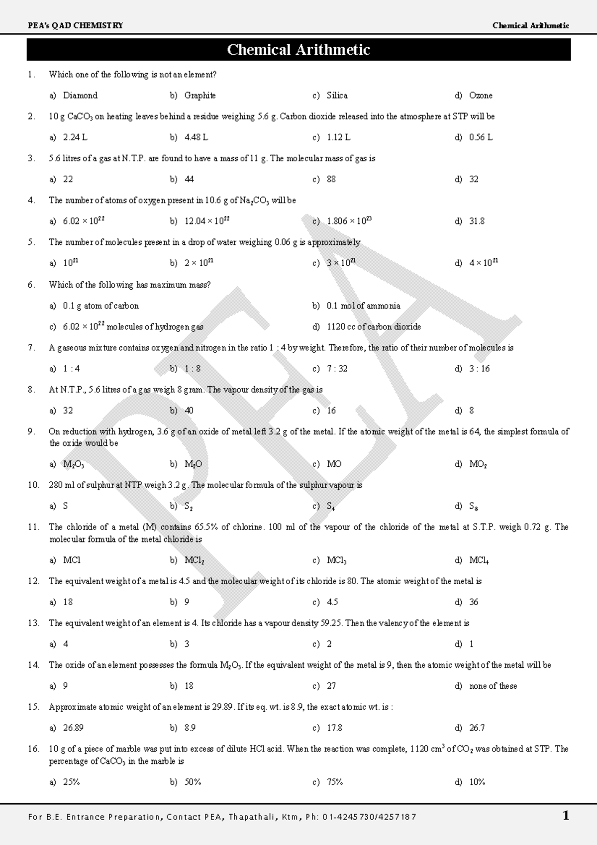 Chemical Arithmatic MKJ by By Dr. Manoj Kumar Jha (MKJ)m - Chemical ...