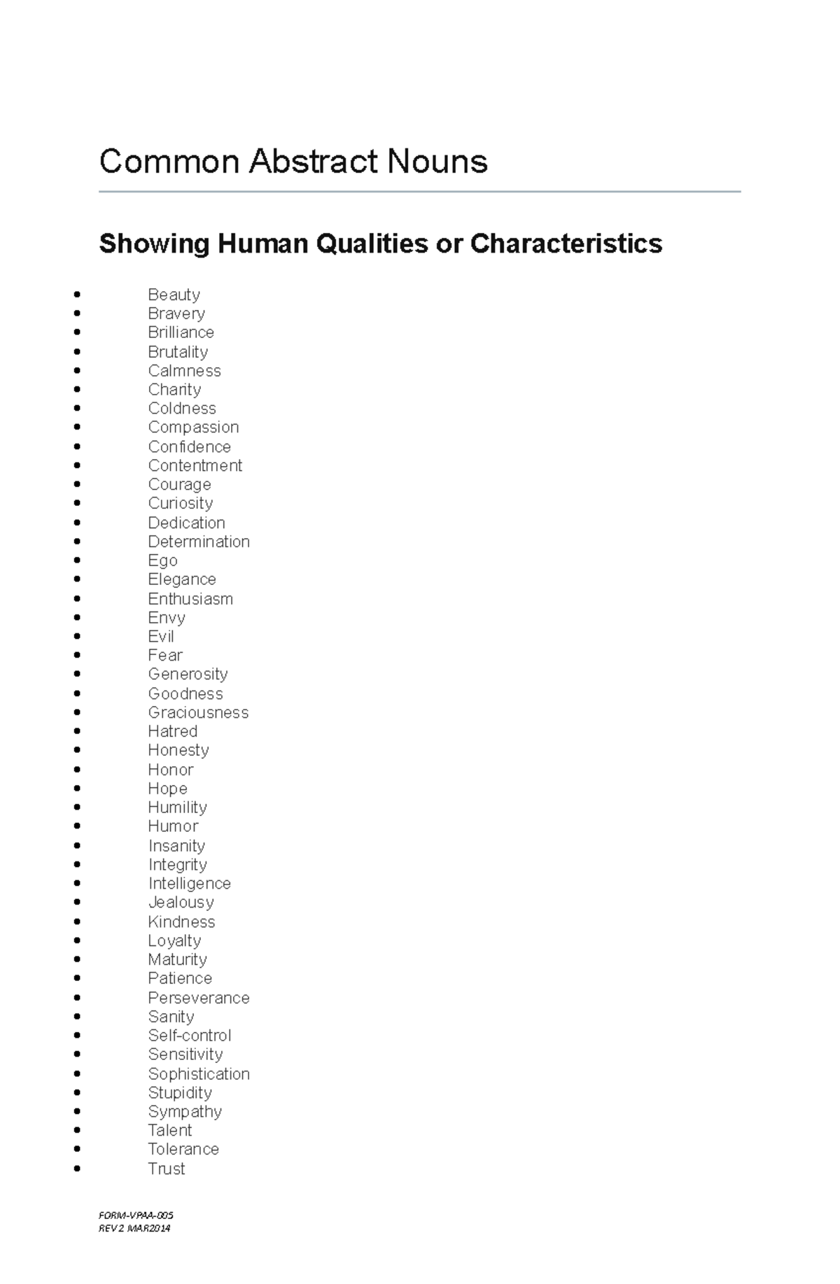 Abstract ,collective, possesive - Common Abstract Nouns Showing Human ...