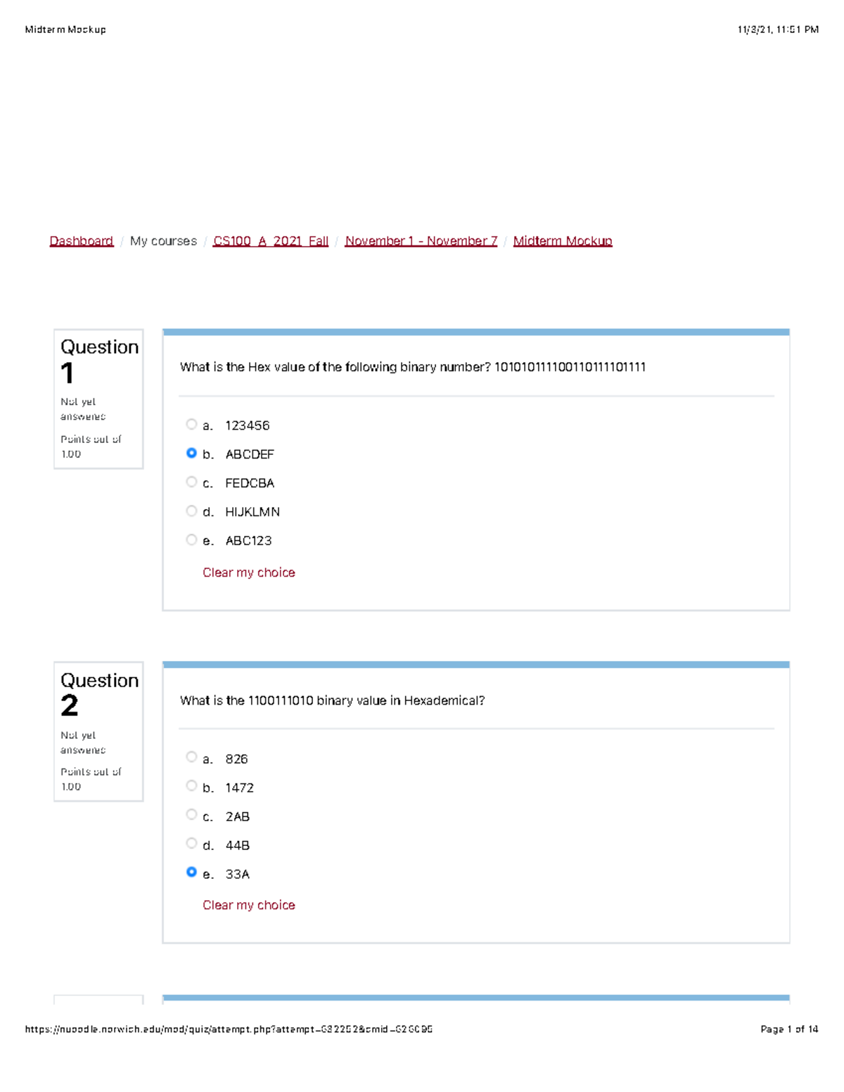 Midterm Mockup 100% - Work - Question 1 Not yet answered Points out of ...