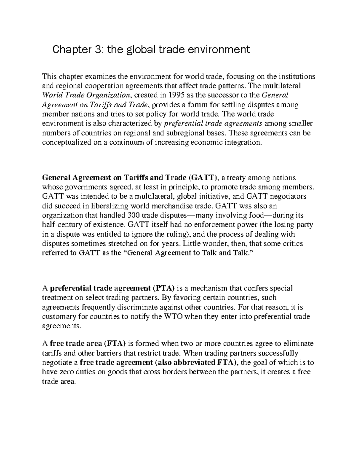 Chapter 3 globalmarketung textbook notes - Chapter 3: the global trade ...