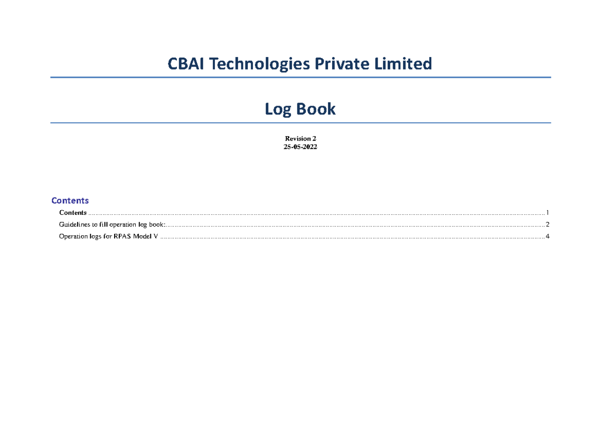 10.3 UAS Operations and Maintenance Log - CBAI Technologies Private ...