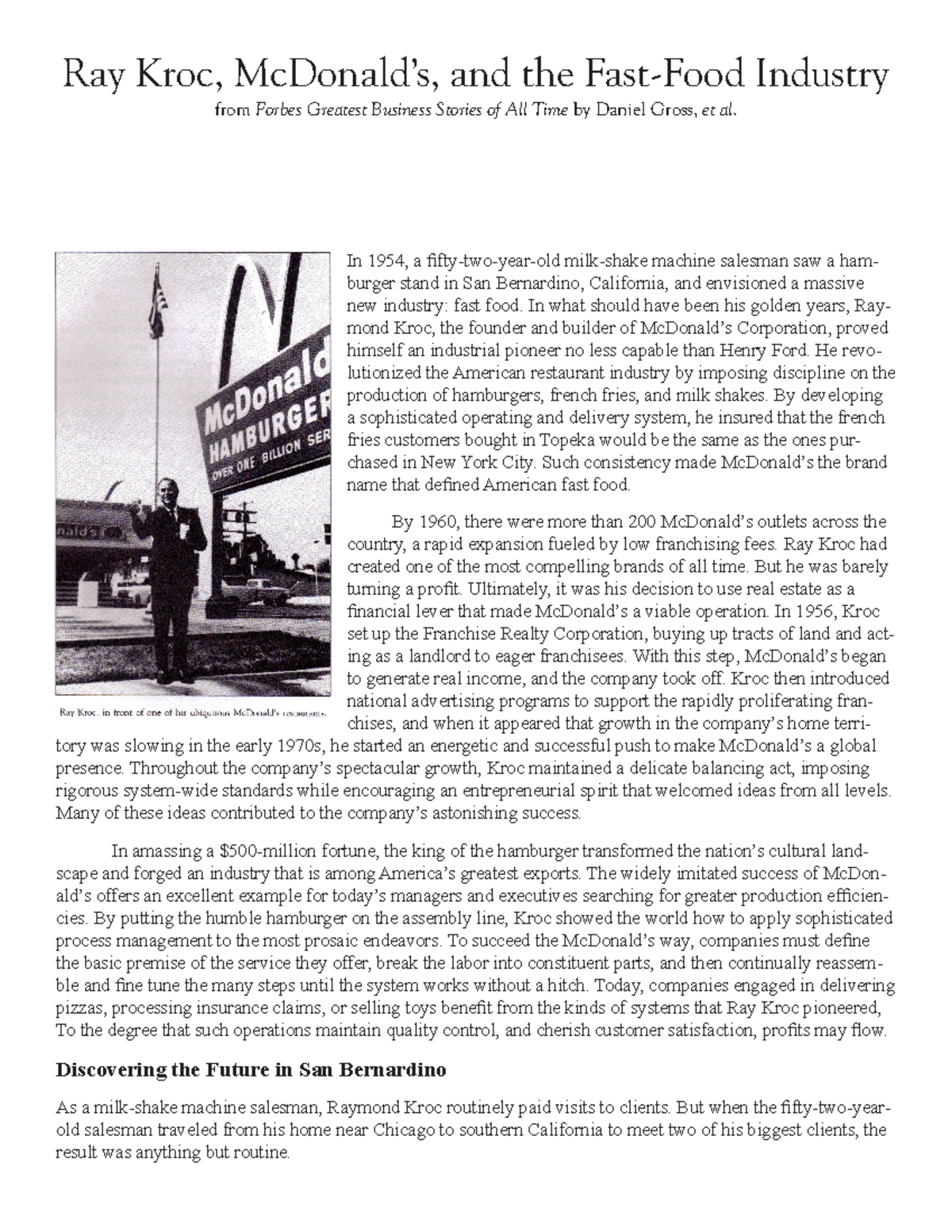 History OF RAY CROC - Ray Kroc, McDonald’s, and the Fast-Food Industry ...