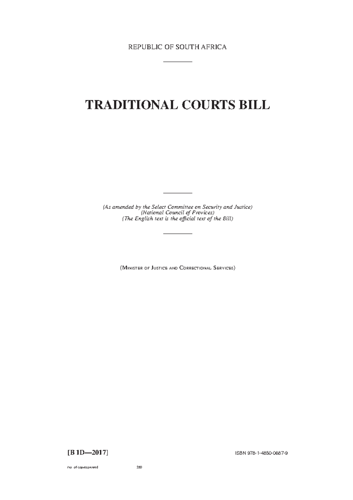 Traditional courts bill - REPUBLIC OF SOUTH AFRICA TRADITIONAL COURTS ...