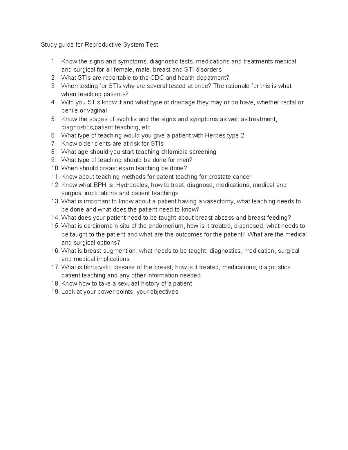 Study guide for Reproductive System Test - Know the signs and symptoms ...