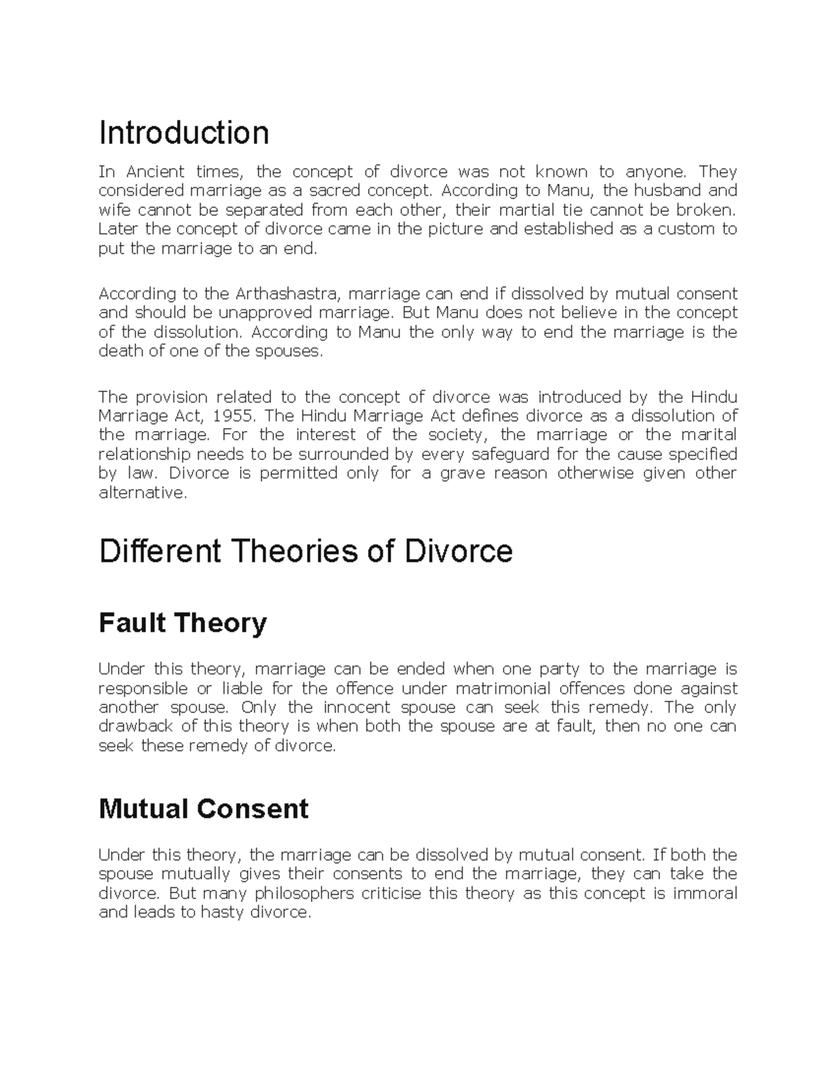 Divorce - Introduction In Ancient times, the concept of divorce was not ...