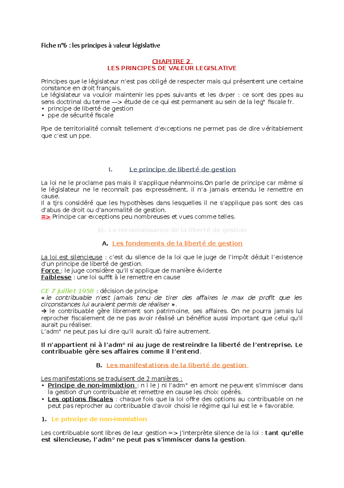 Fiche n°6 - les principes à valeur législative - Fiche n°6 : les principes à valeur législative ...