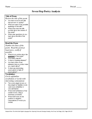 How to analyse a poem - Module: Poetry Professor: Hassan Bourara S 5 ...