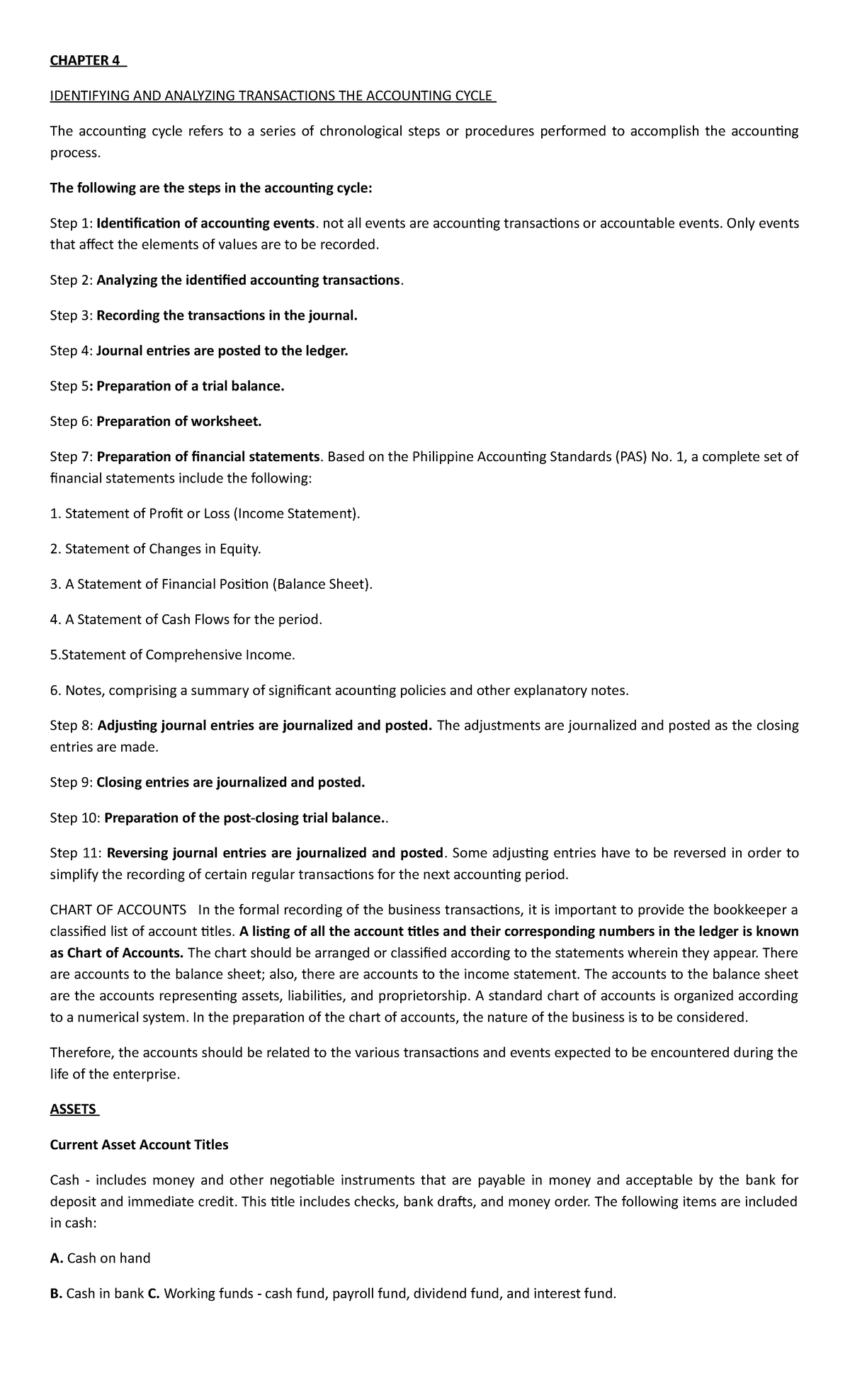 Current and non-current asset accounting - CHAPTER 4 IDENTIFYING AND ...