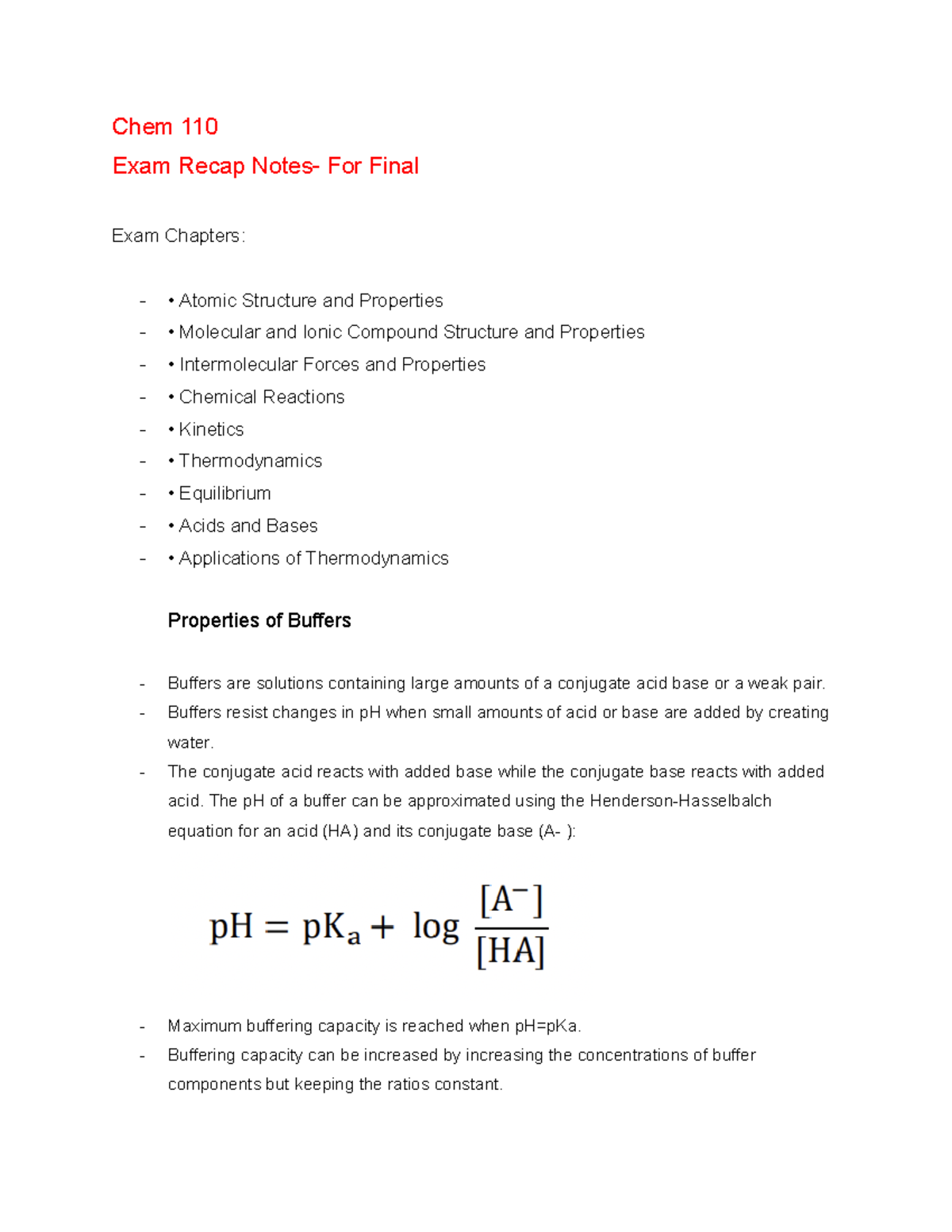 1.51 Chemistry 110 Summary Notes - Google Docs - Chem 110 Exam Recap ...