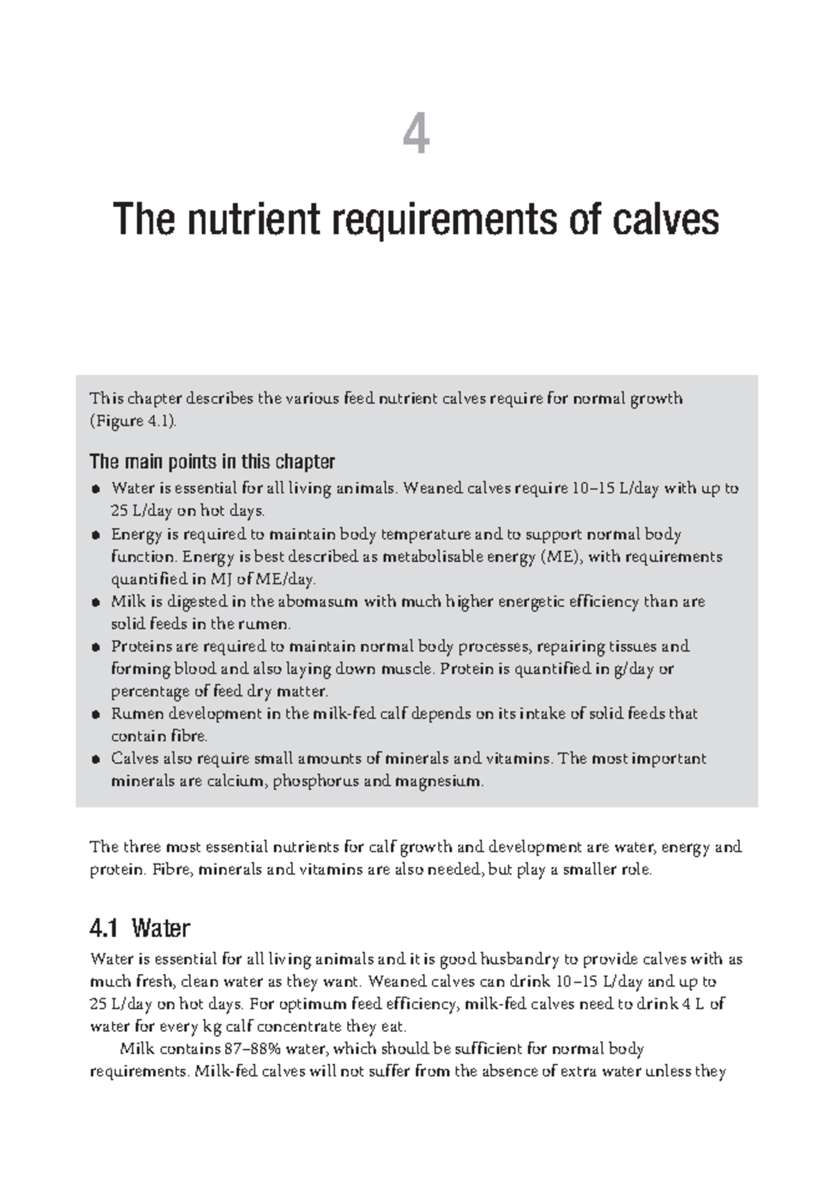 Feed requirements - 4 The nutrient requirements of calves The three ...