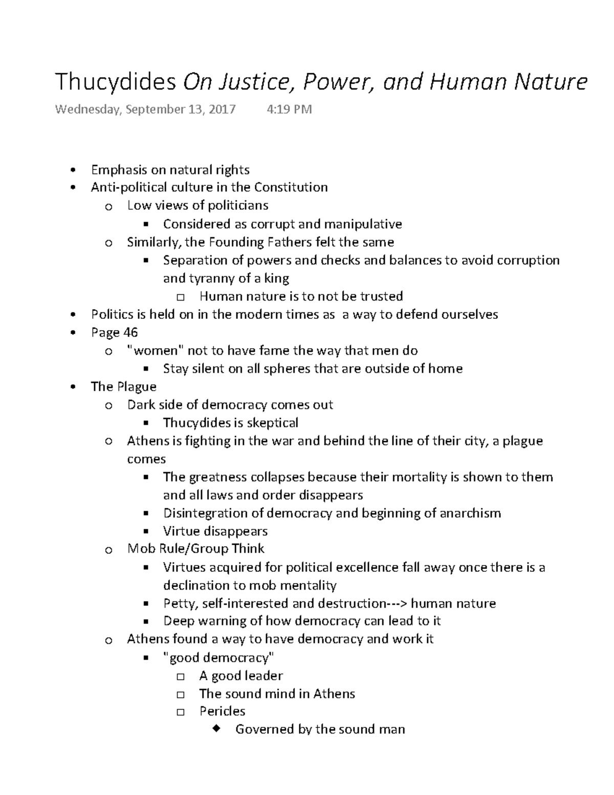 Thucydides On Justice, Power, and Human Nature - Studocu