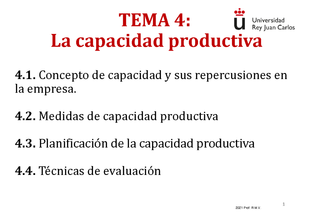 TEMA 4 La Capacidad Productiva - TEMA 4: La capacidad productiva 4 ...