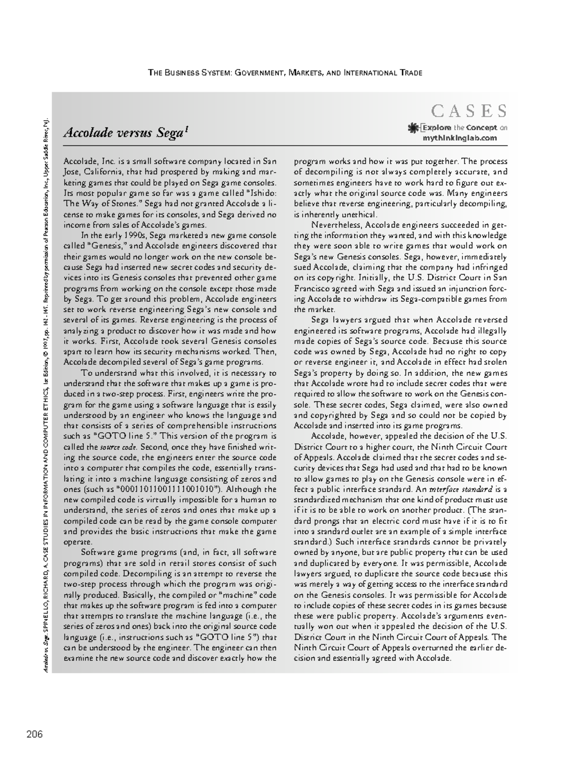 Case - Accolade Versus Sega Business Ethic - THE BUSINESS SYSTEM: GOVERNMENT, MARKETS, AND - Studocu