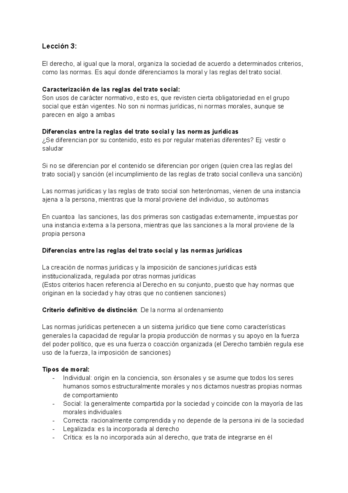 Lección 3 Teoría - Lección 3: El derecho, al igual que la moral ...