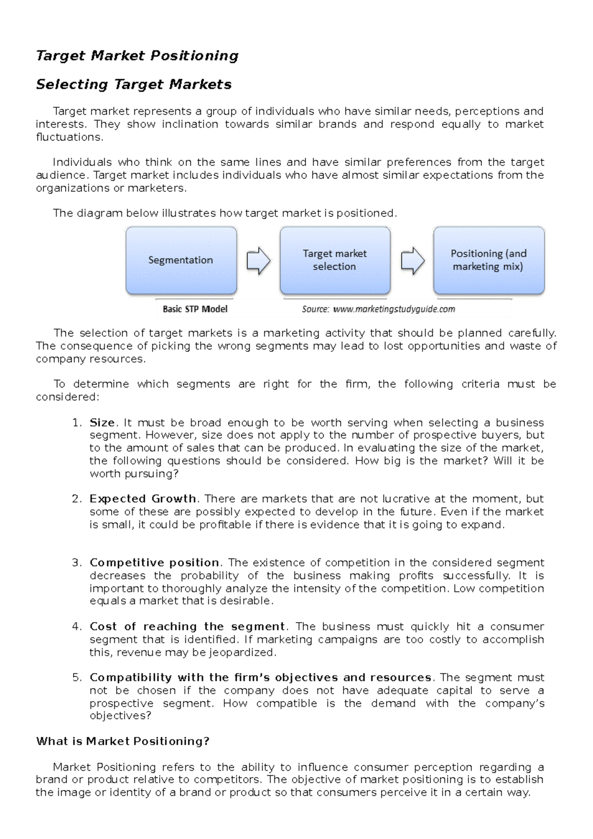 Target Market Positioning - Target Market Positioning Selecting Target ...