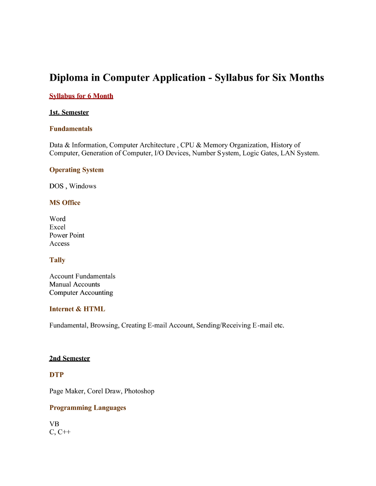 Qdoc - Full ict notes - Diploma in Computer Application - Syllabus for ...