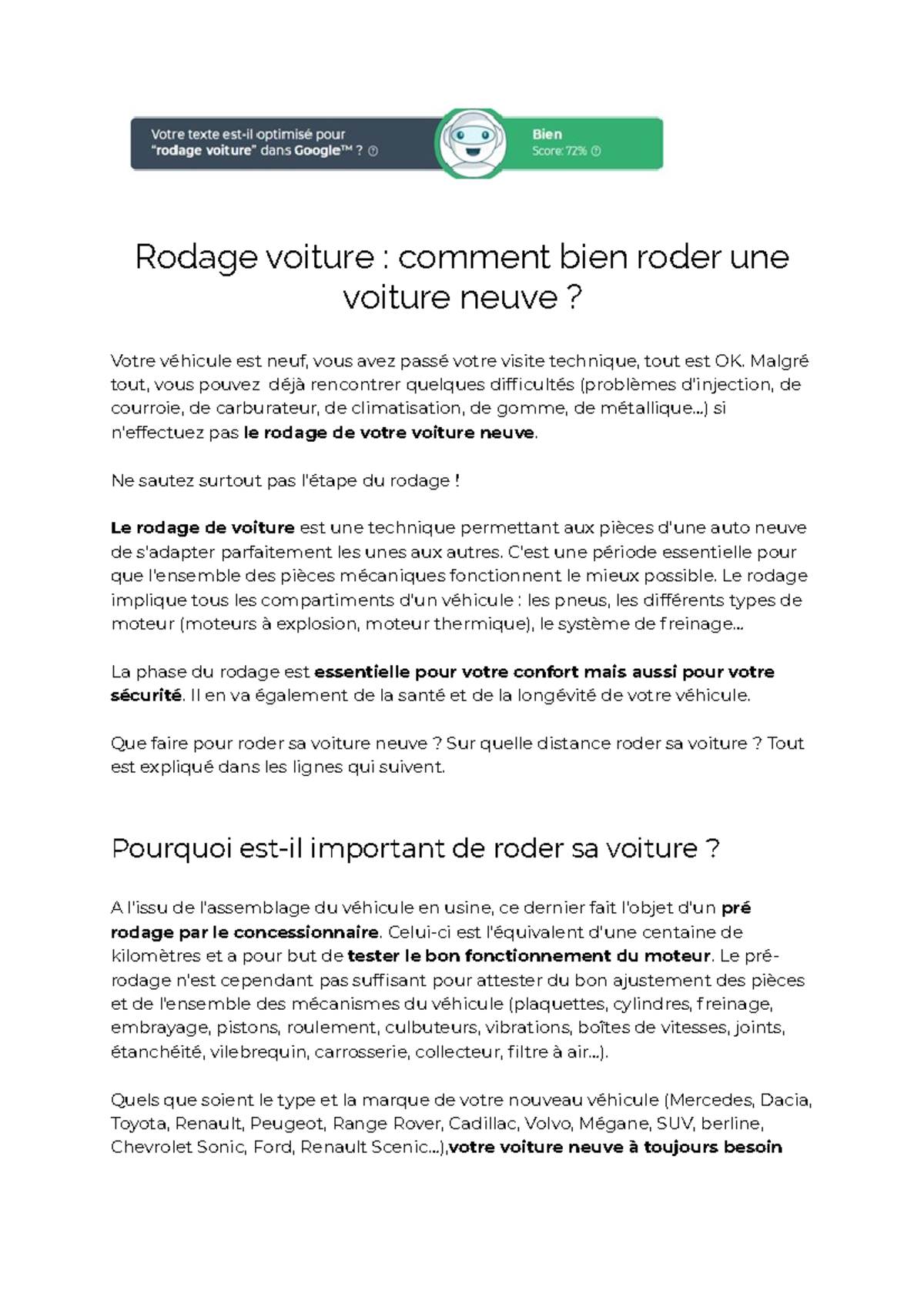 Rodage voiture comment roder une voiture neuve - Finanzas - US - StuDocu
