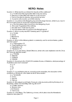 NERO226-Handout-6 - NERO226 - NERO: Chapter Question 1: Category ...