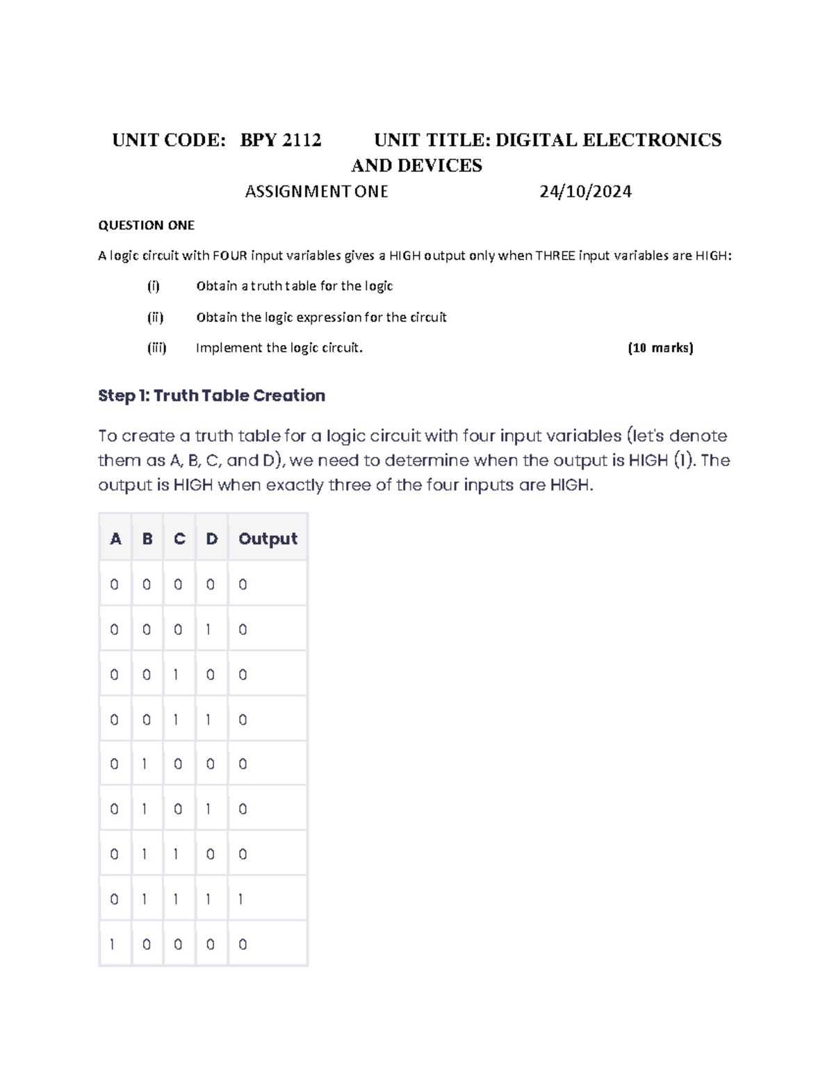BEG 2112 Digital Electronics 2024 Paper CAT - UNIT CODE: BPY 2112 UNIT ...