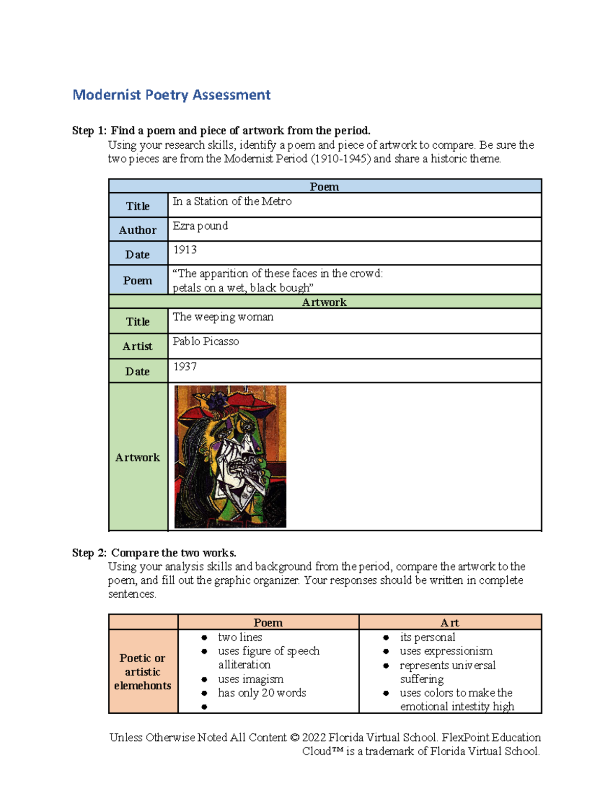 Copy of 404 - got a 100 - Modernist Poetry Assessment Step 1: Find a ...