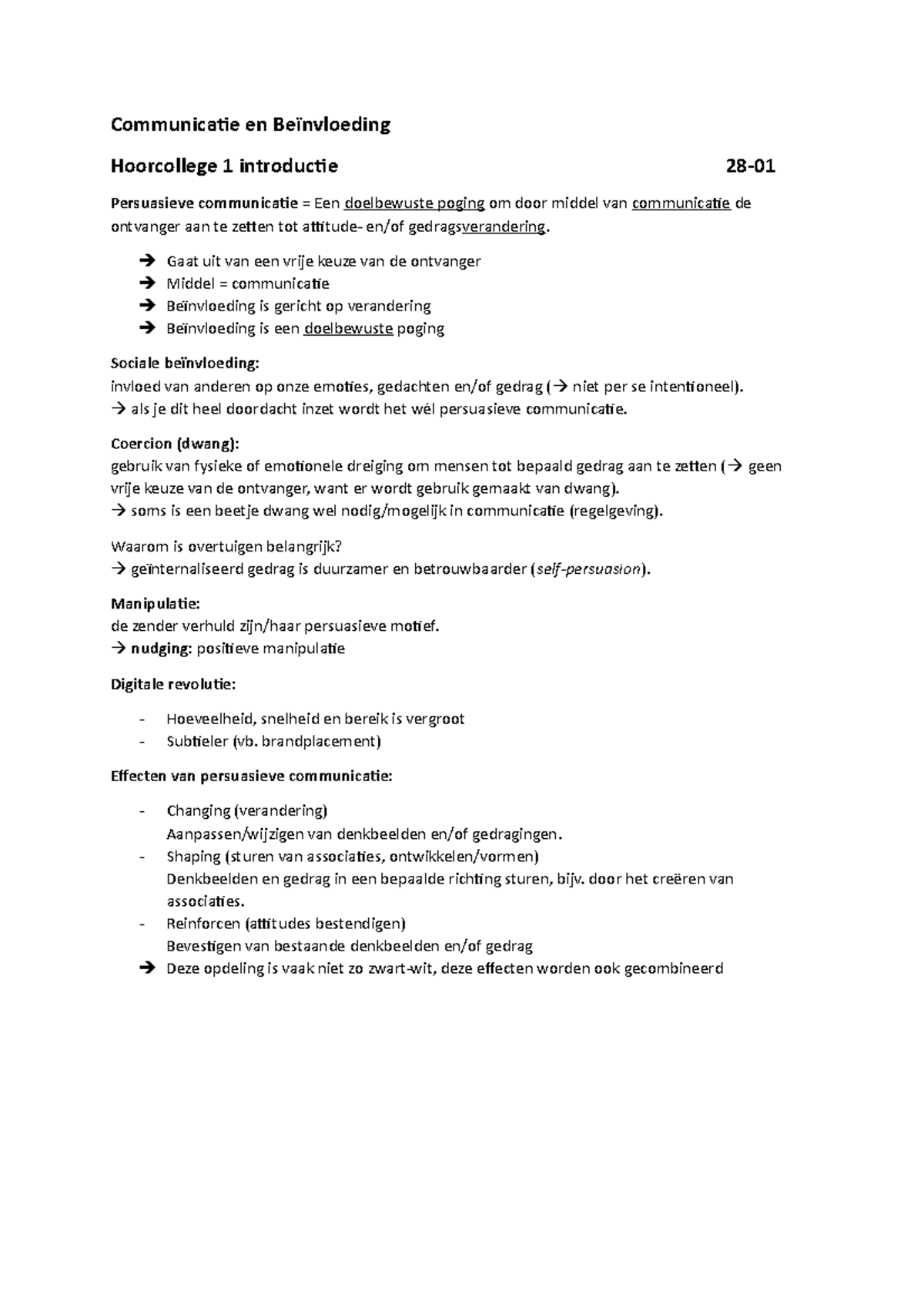 Hoorcolleges Communicatie & Beïnvloeding - Communicatie en Beïnvloeding ...