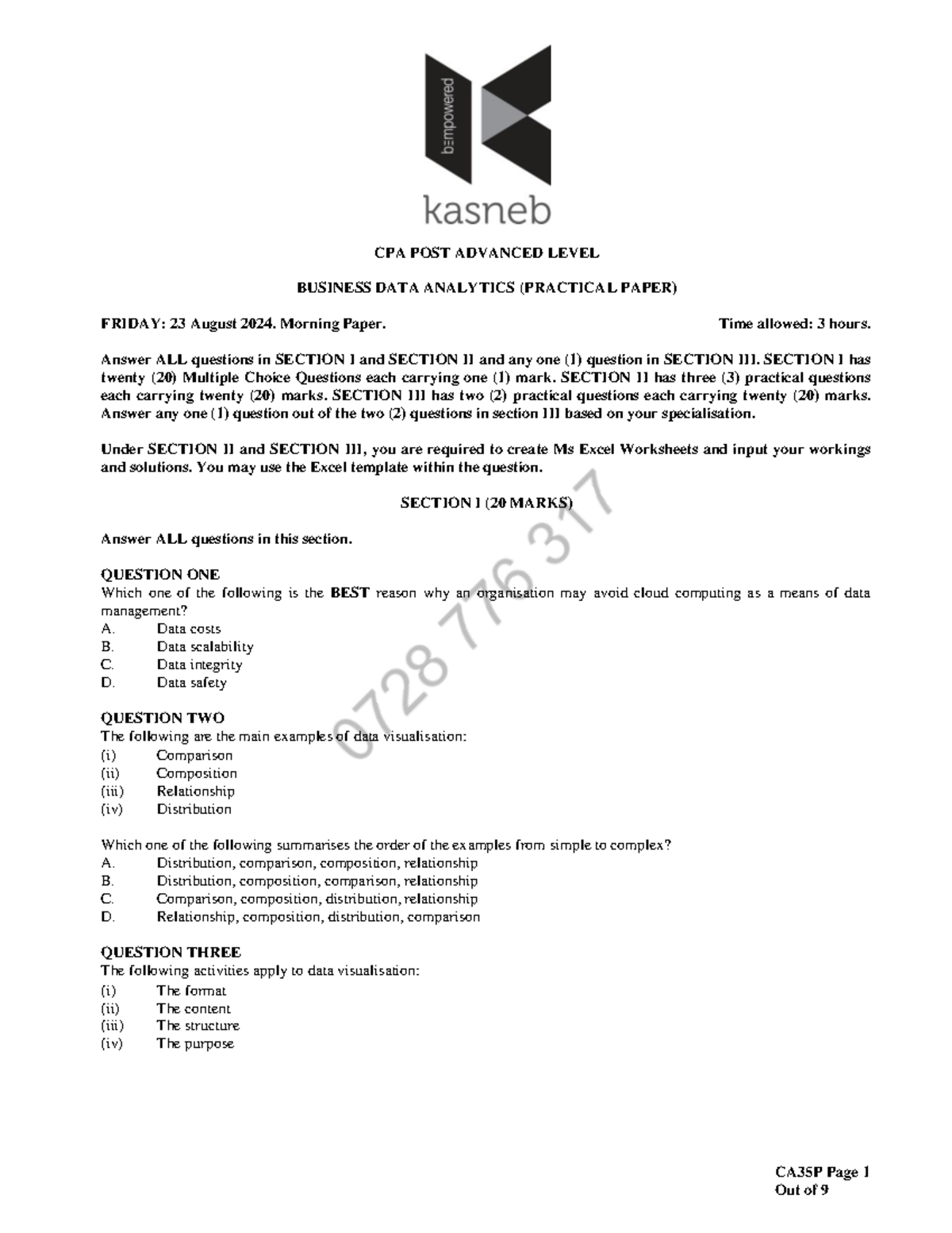 BDA watermark - simplified notes - CA35P Page 1 CPA POST ADVANCED LEVEL ...