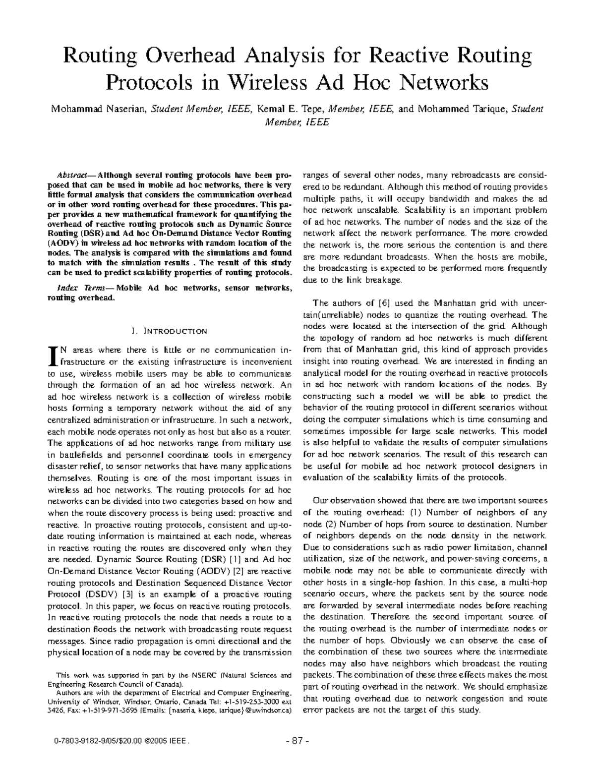 Overhead 2 - Computer communications and Networks (ECE 357) - Routing ...