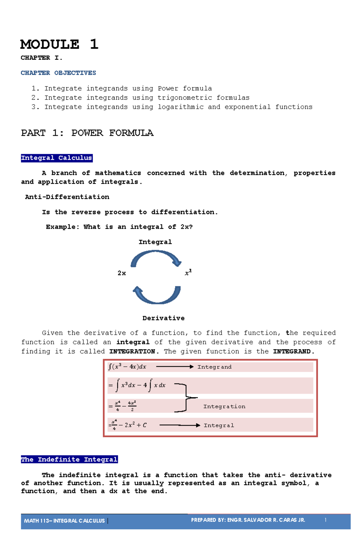Power Formula - INTEGRAL CALCULUS - MODULE 1 CHAPTER I. CHAPTER ...