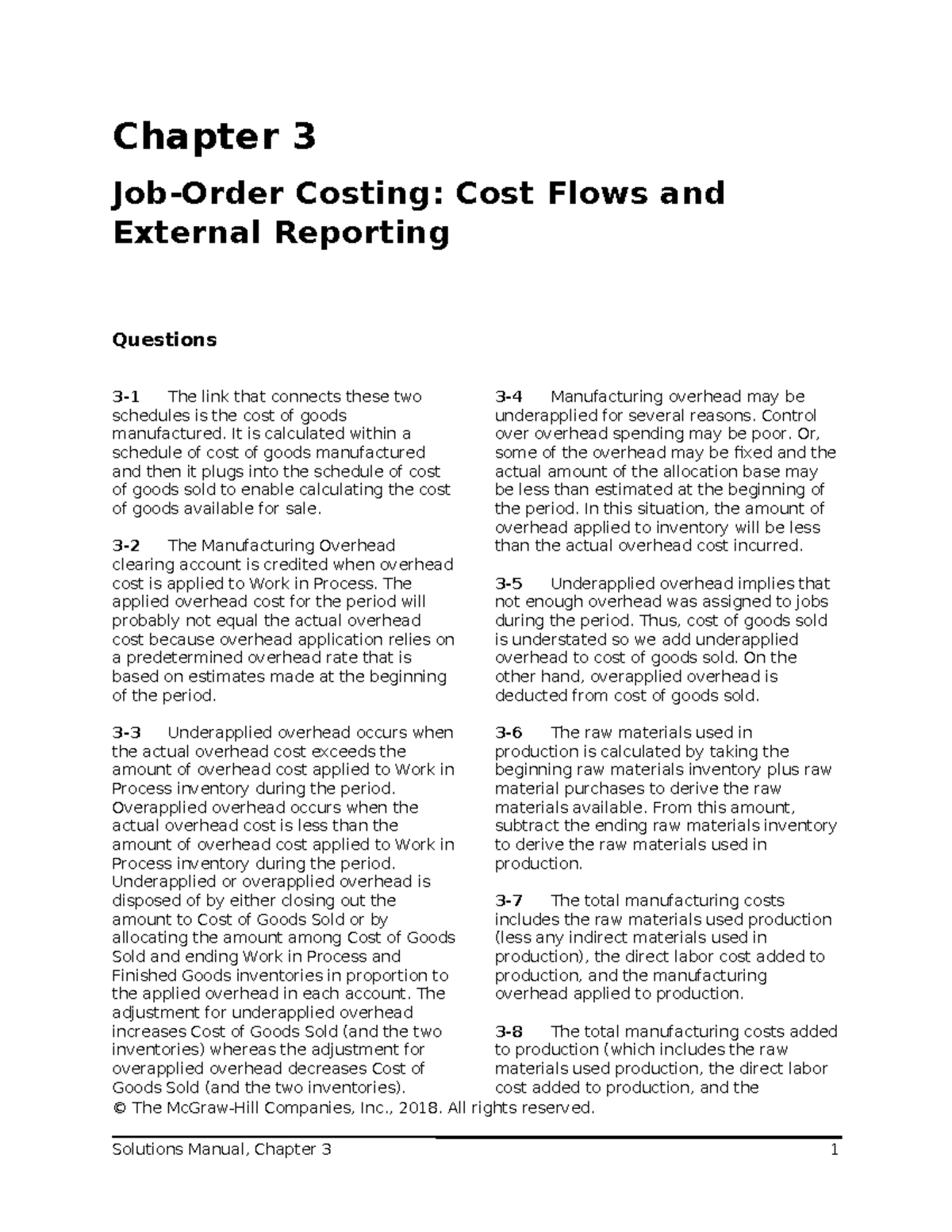 16e GNB CH03 SM final - Well document - Chapter 3 Job-Order Costing: Cost Flows and External ...