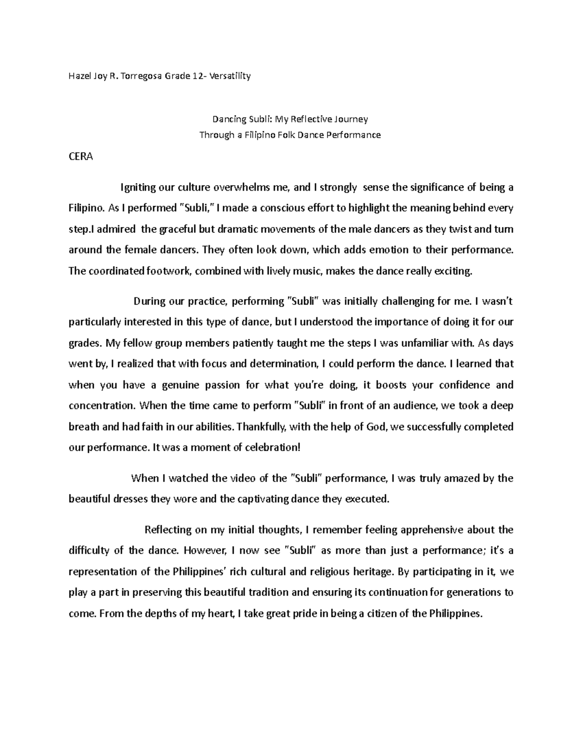 My reflection -WPS Office - Hazel Joy R. Torregosa Grade 12 ...