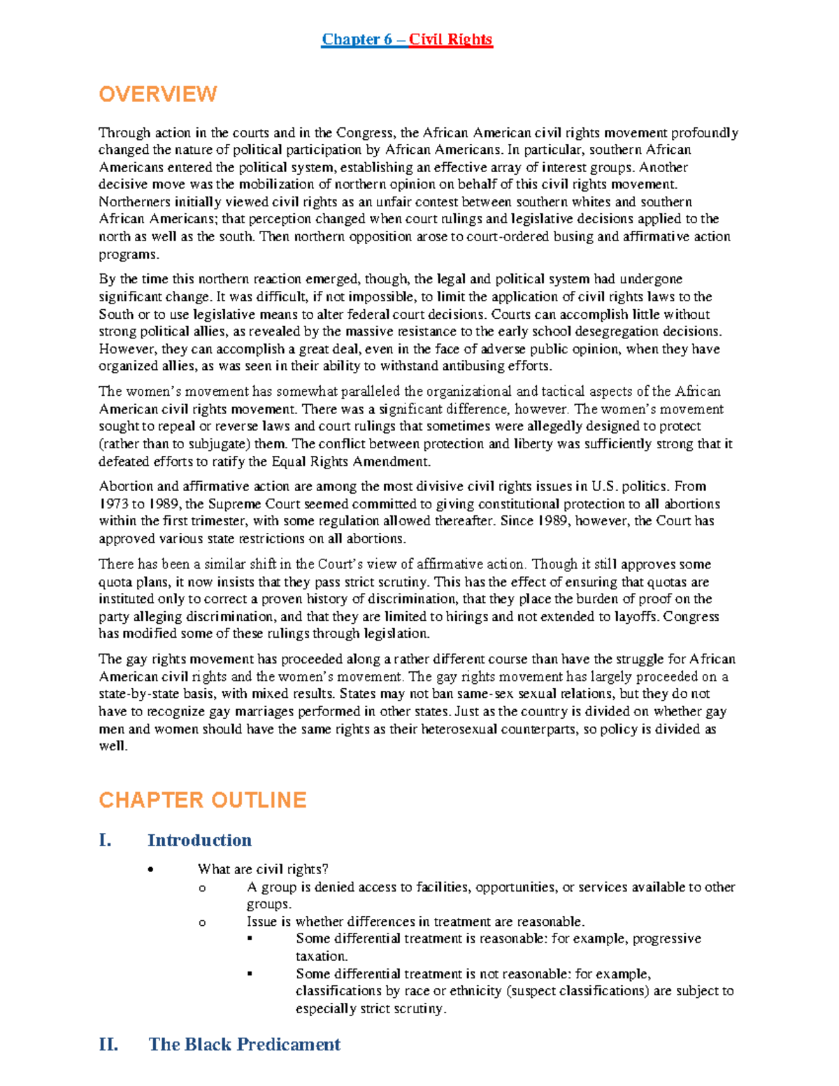 Ch06 Civil Rights - US-Government - Chapter 6 – Civil Rights OVERVIEW ...
