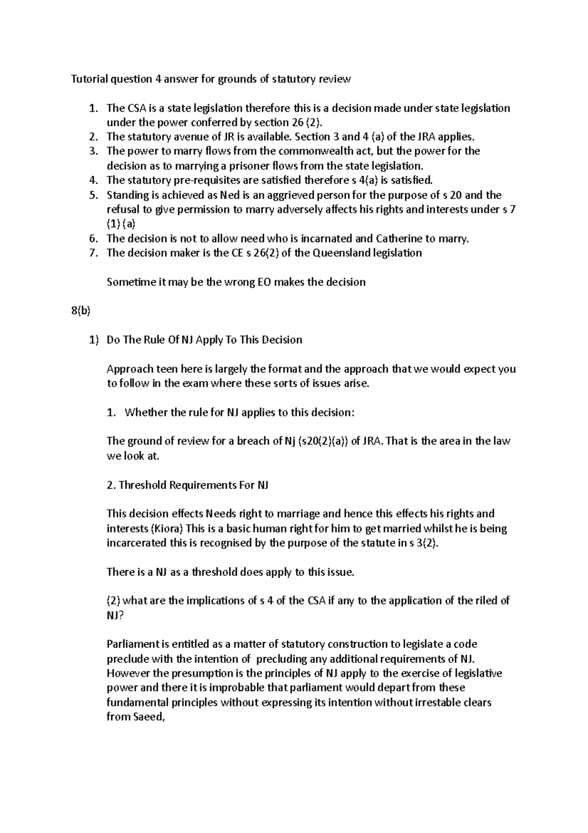 Tutorial 4 Answer - Tutorial question 4 answer for grounds of statutory ...