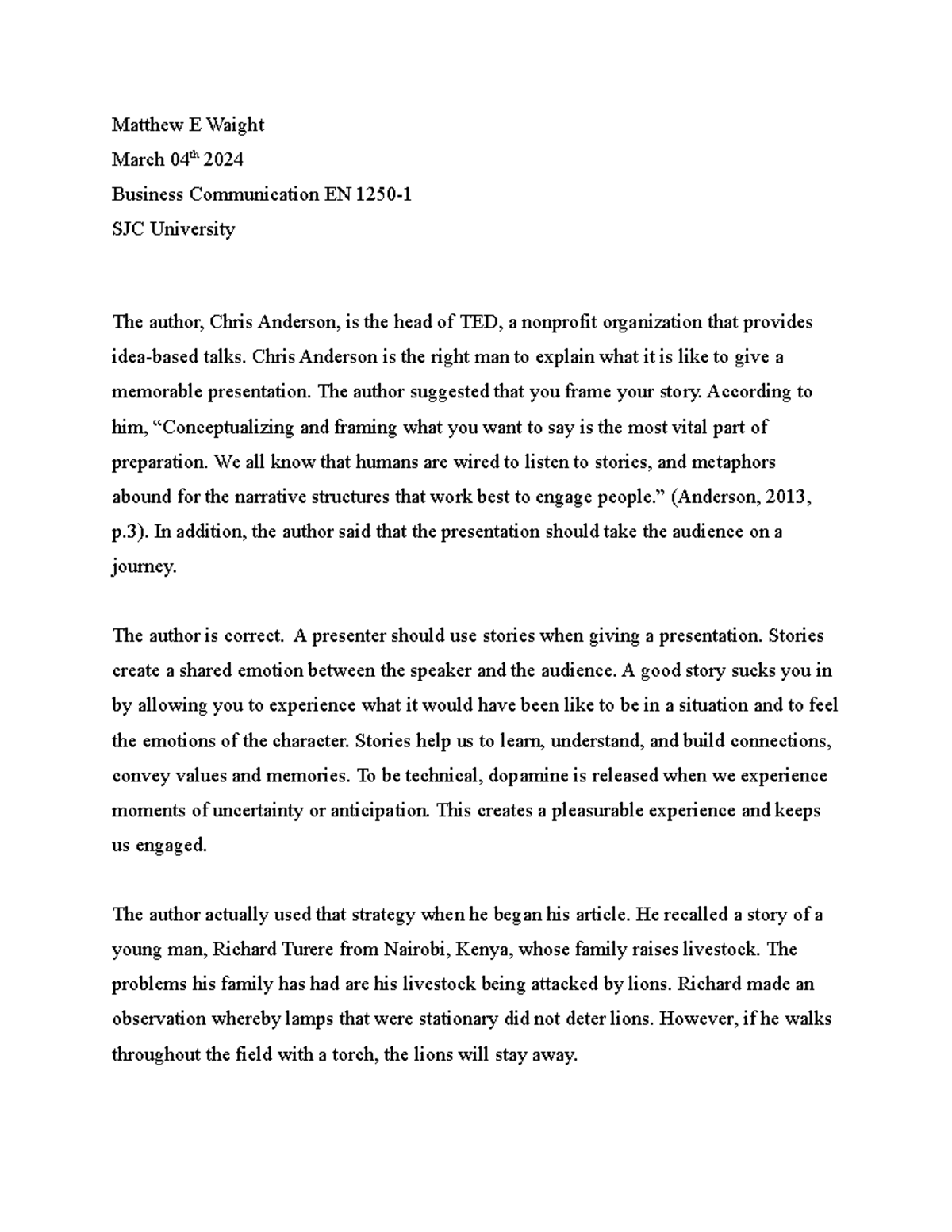 Matthew E Waigh Reflect#2 - Matthew E Waight March 04 th 2024 Business ...