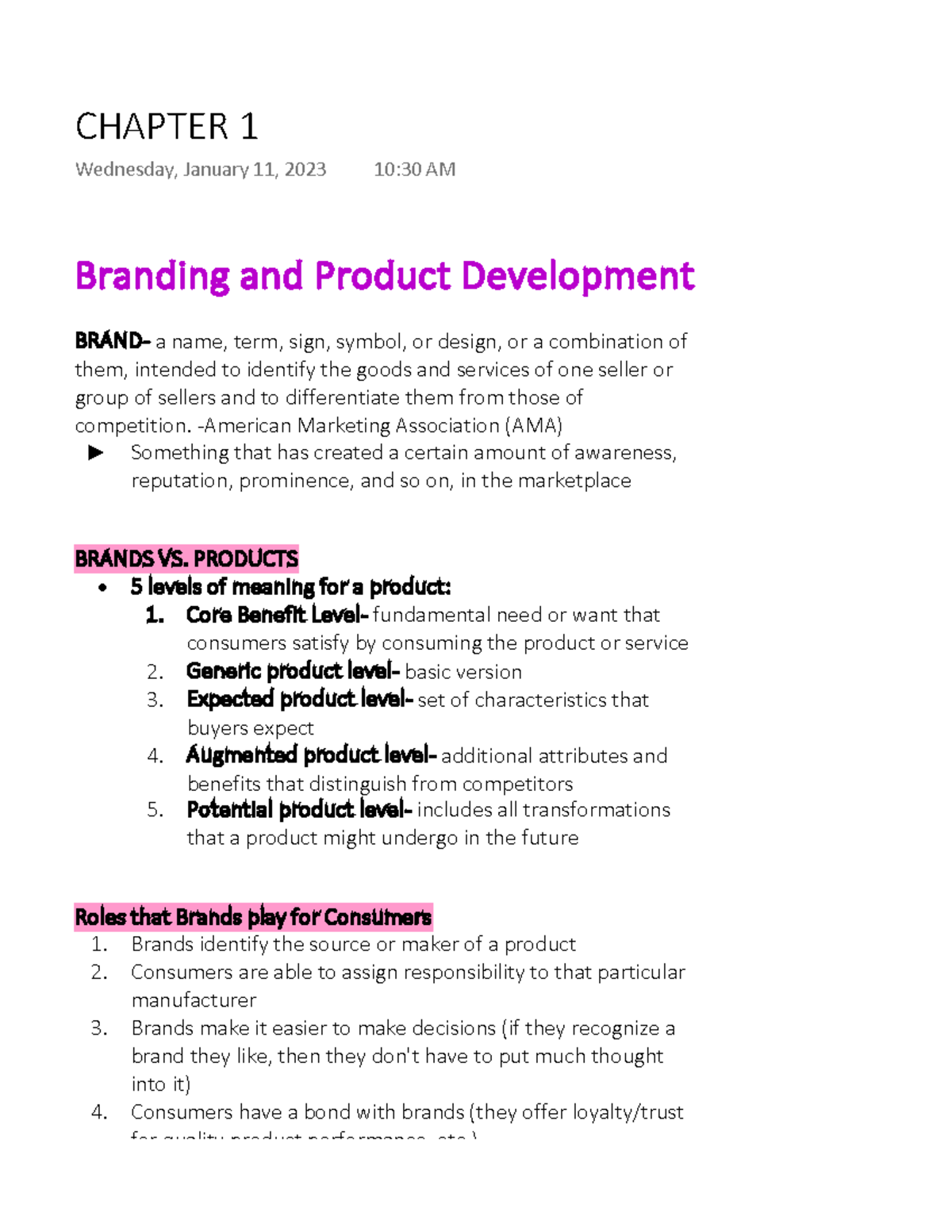 Chapter 1- branding and product development - Branding and Product ...