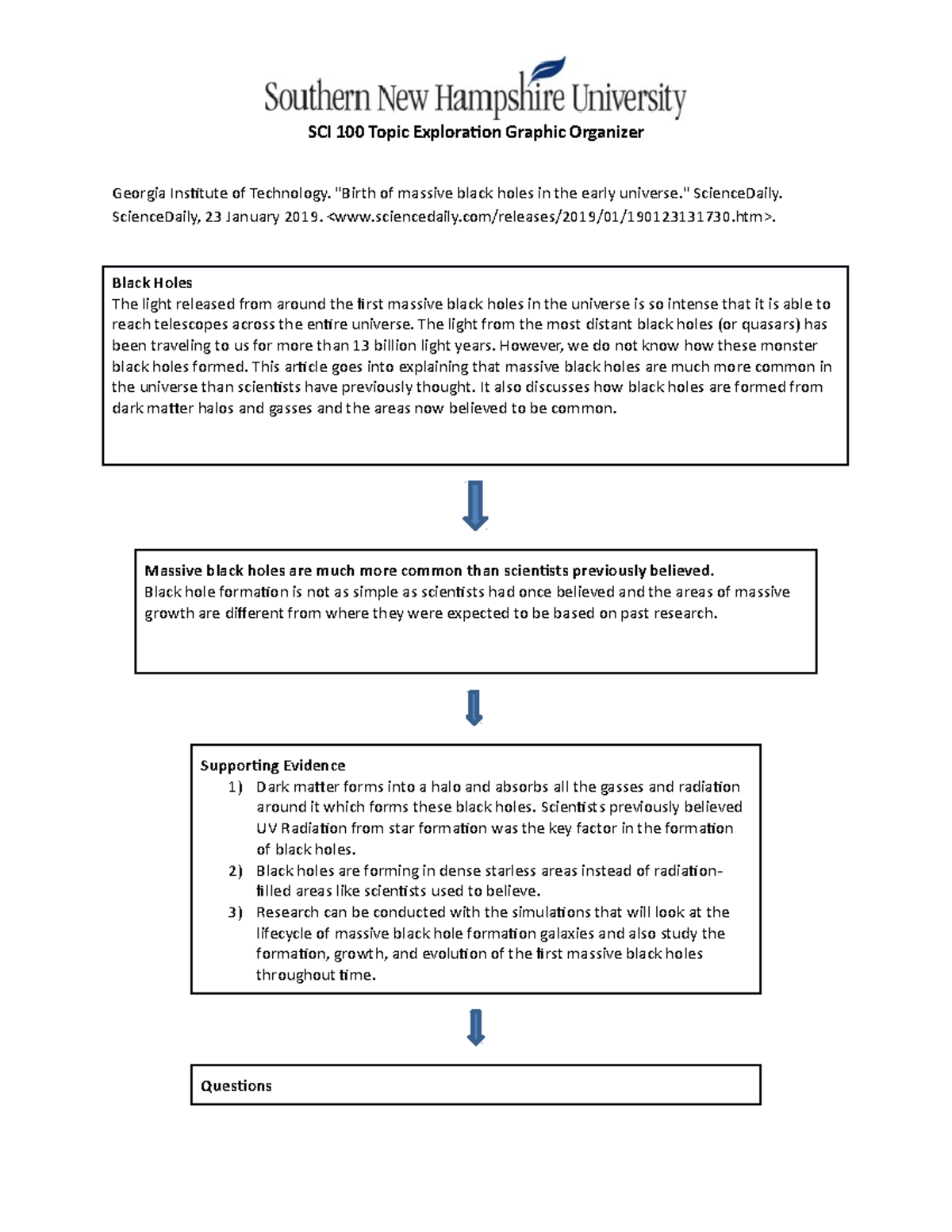SCI100 Graphic Organizer Project 1 - SCI 100 Topic Exploration Graphic ...