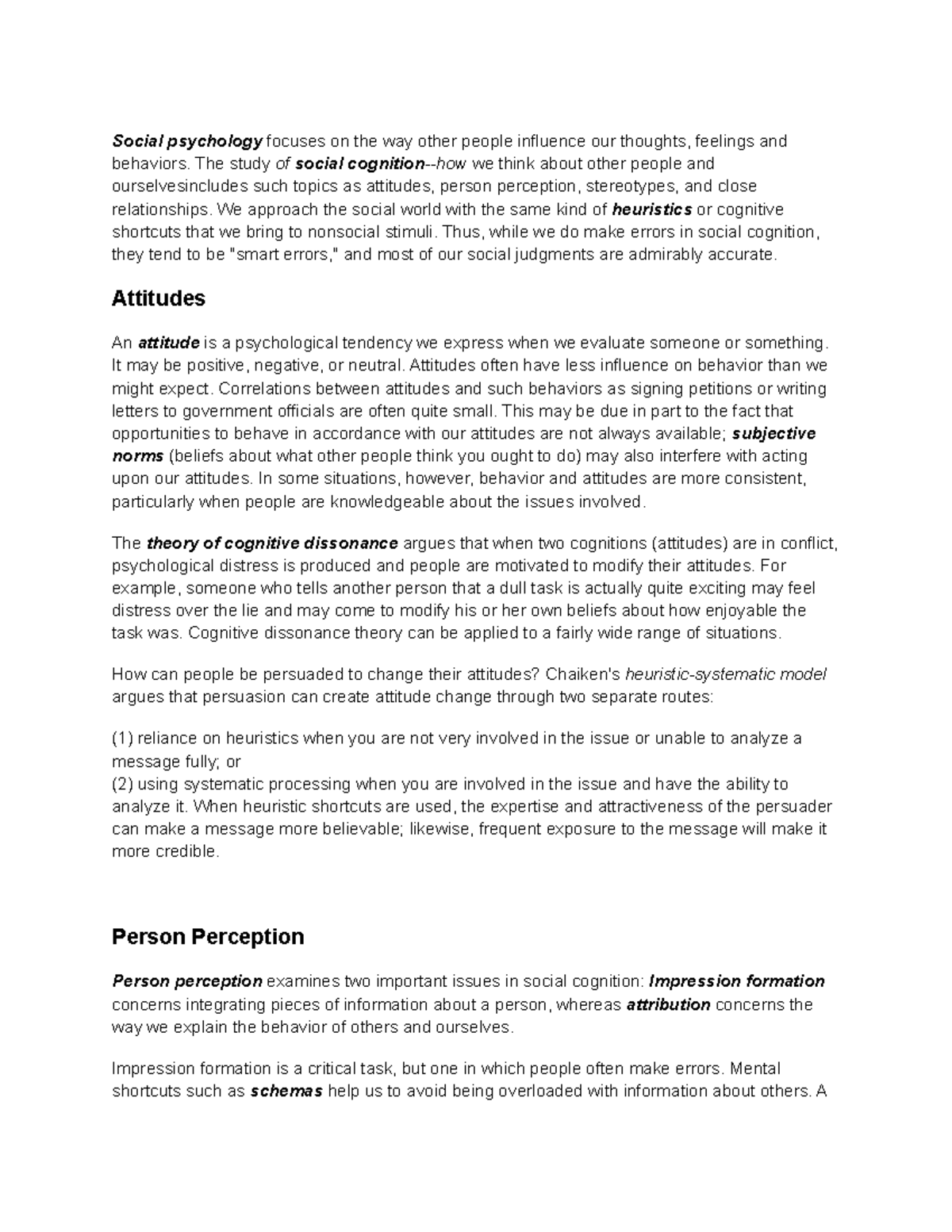 Social psychology - The study of social cognition-how we think about ...