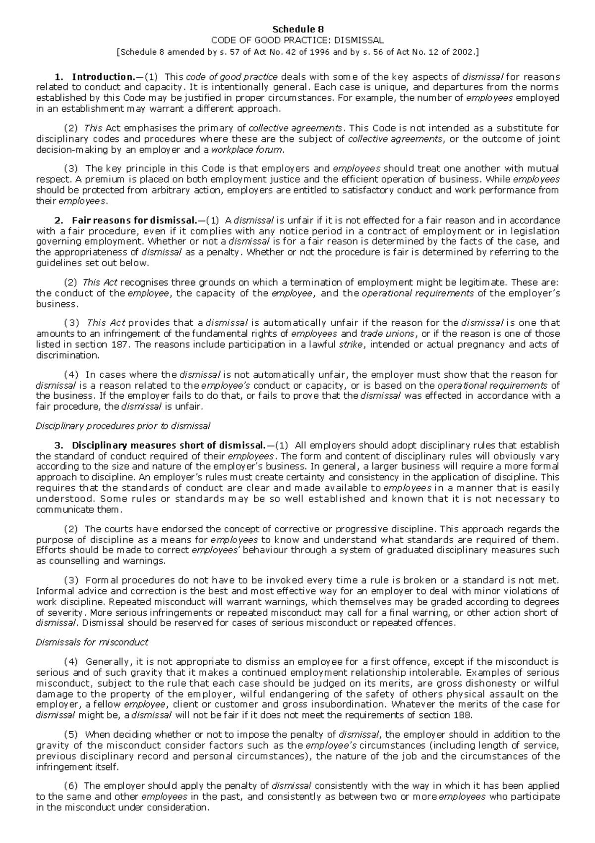 Code+of+Good+Practice+-+Dismissal+ Schedule+8+of+the+LRA - Schedule 8 ...