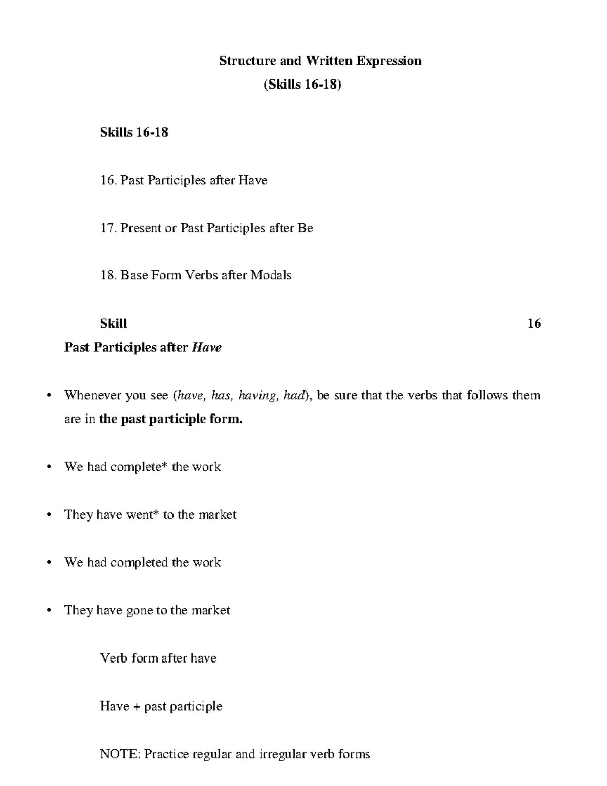 Structure and Written Expression SK 16-18 - Structure and Written Expression (Skills 16-18 ...