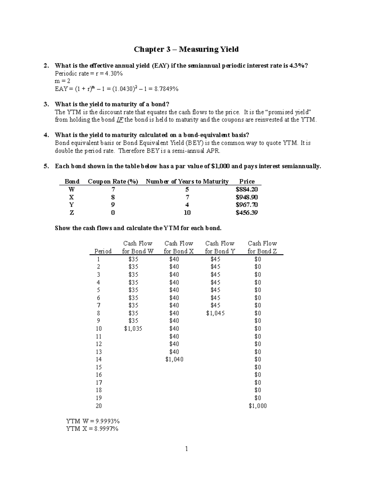 Exam 1 April 2016, answers - Chapter 3 – Measuring Yield What is the ...