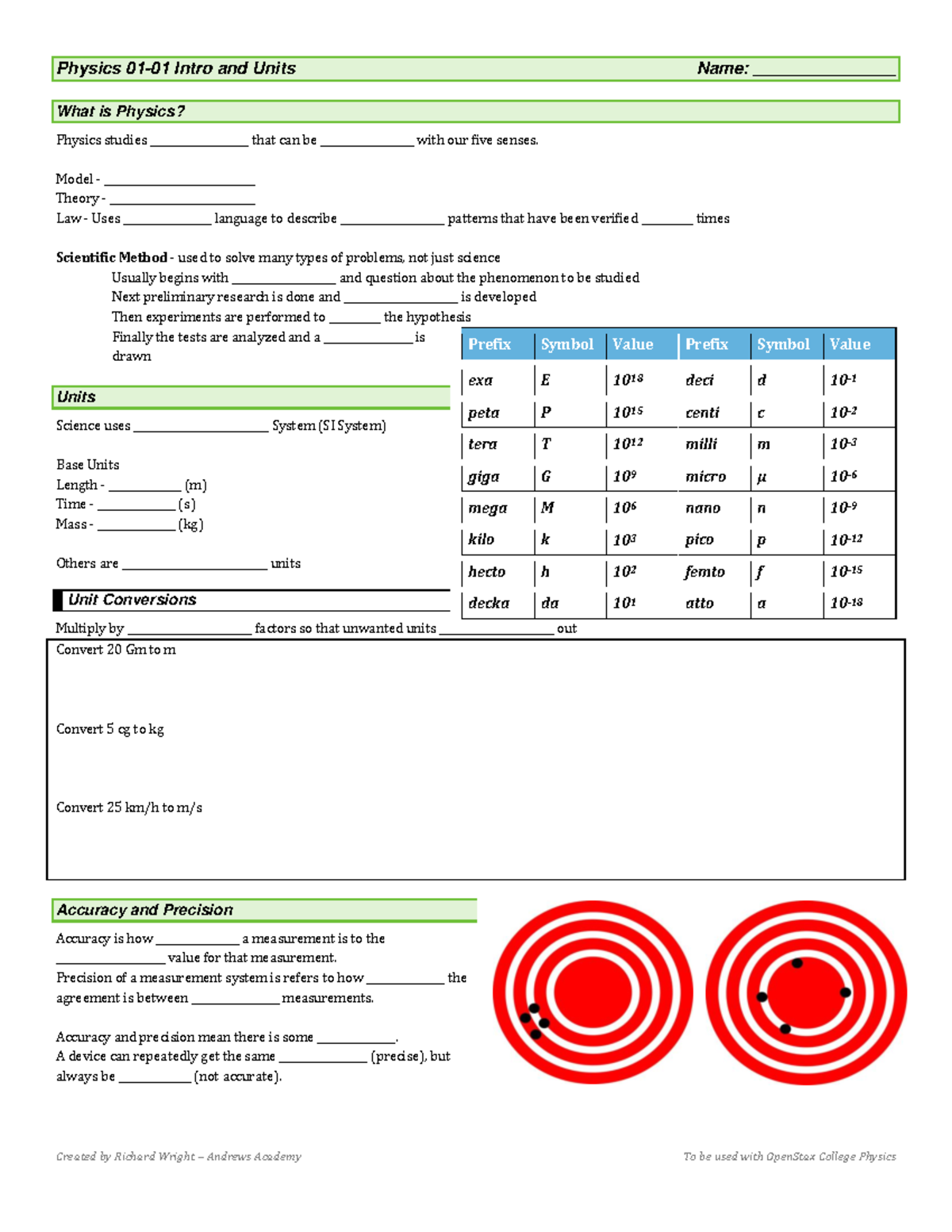 Physics 01-01 Intro and Units - Model ...