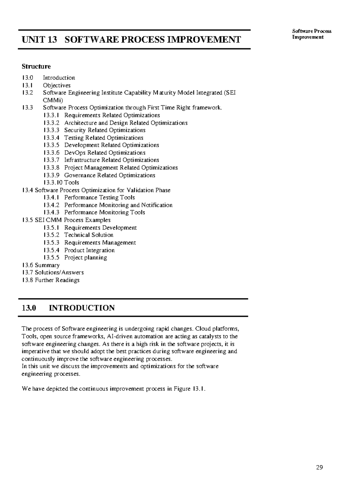 Unit-13 - SE Advanced - Software Process Improvement UNIT 13 SOFTWARE PROCESS IMPROVEMENT ...